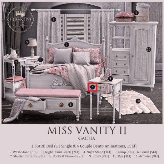Second Life Marketplace - 03. KOPFKINO - Miss Vanity II - Night Stand Pearls